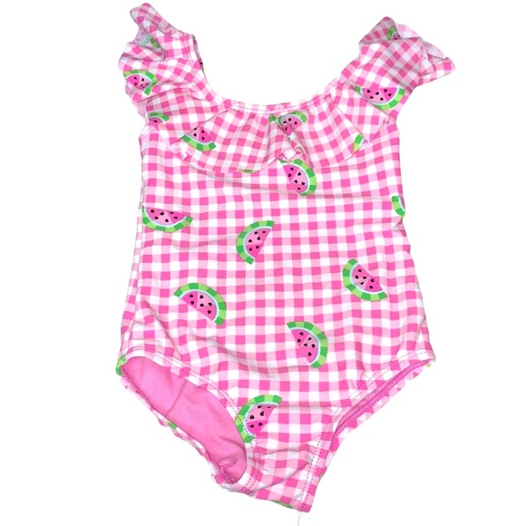 Swim | Pink Gingham Watermelon Ruffle Swimsuit 2t | Poshmark